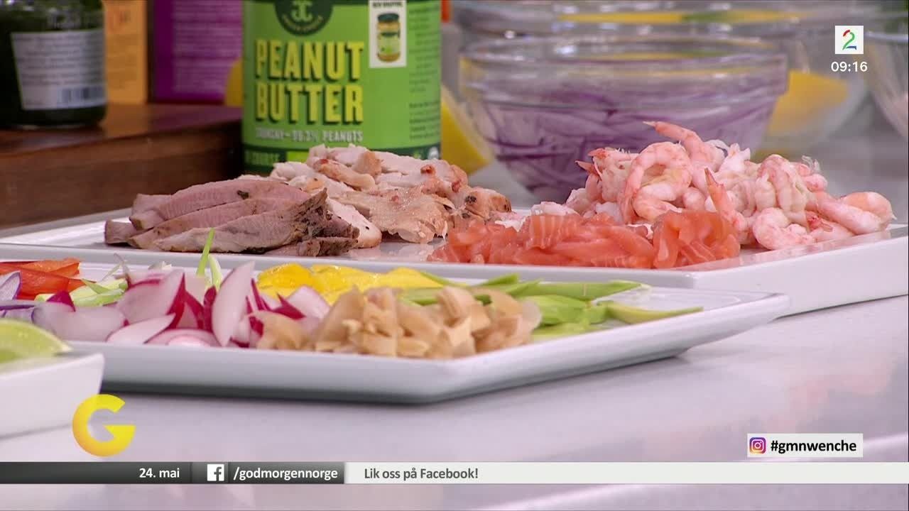 Fargerike vårruller med ulike sauser