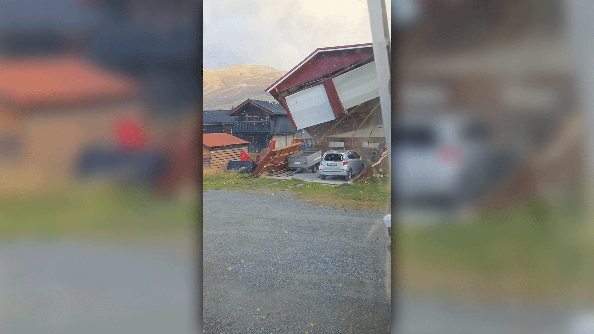 Garasje tatt av vinden
